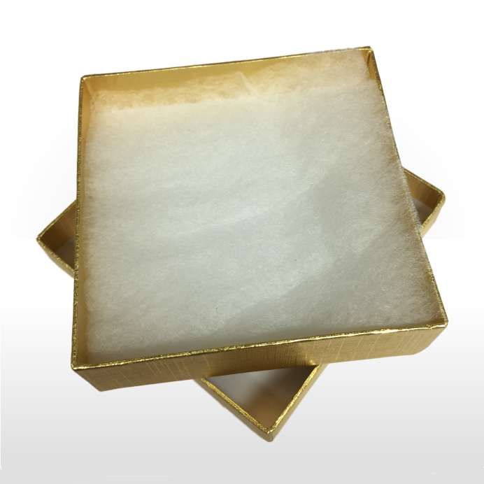 Gold Foil Covered Cotton Filled Gift Box 92 x 92 x 28mm - Stockpak ...